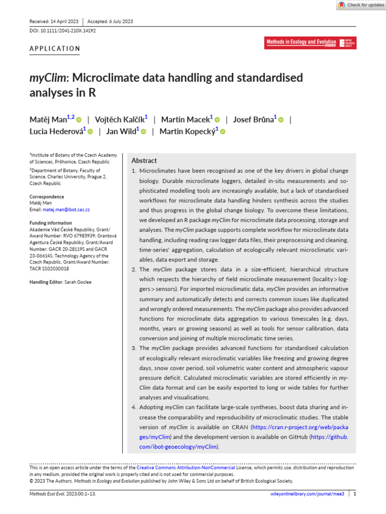 Methods Ecol Evol - 2023 - Man | PDF | Time Series | Metadata