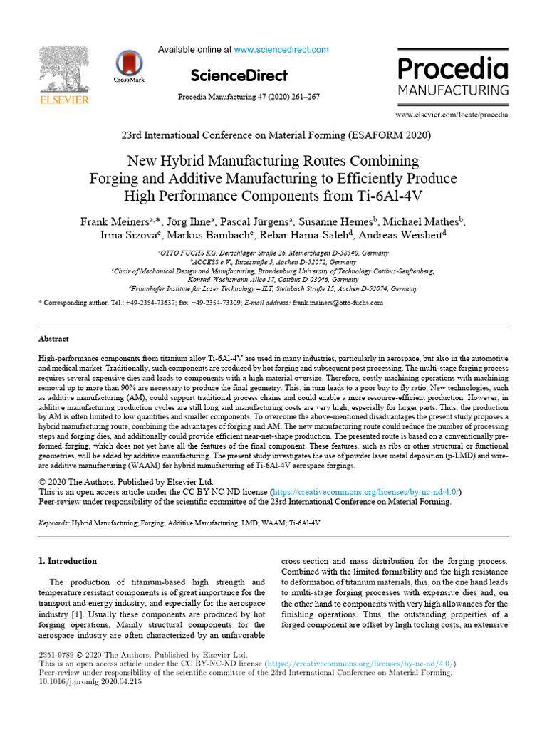 New Hybrid Manufacturing Routes Combining Forging | PDF | Ultimate ...