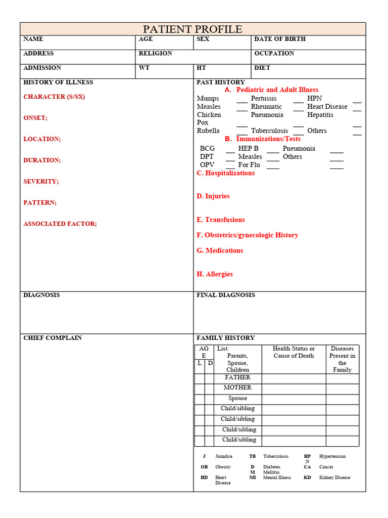 ASSESSMENT-FORM Acob | PDF | Pneumonia | Tuberculosis