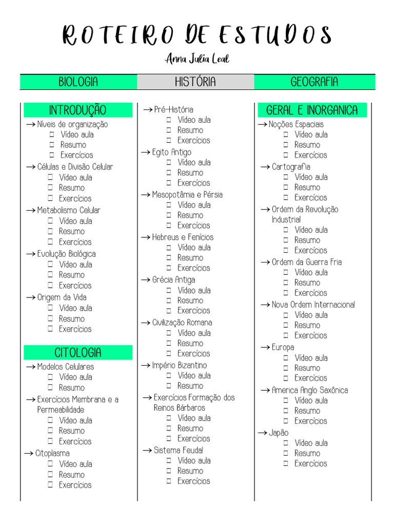 Roteiro de Estudos ENEM | PDF