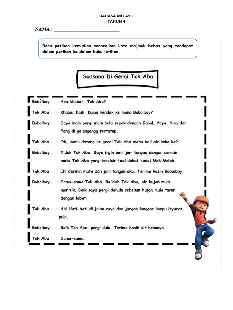 LATIHAN BM TAHUN 4 ( KATA MAJMUK BEBAS) | PDF