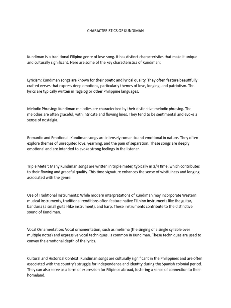 Characteristics of Kundiman | PDF | Philippines | Poetry