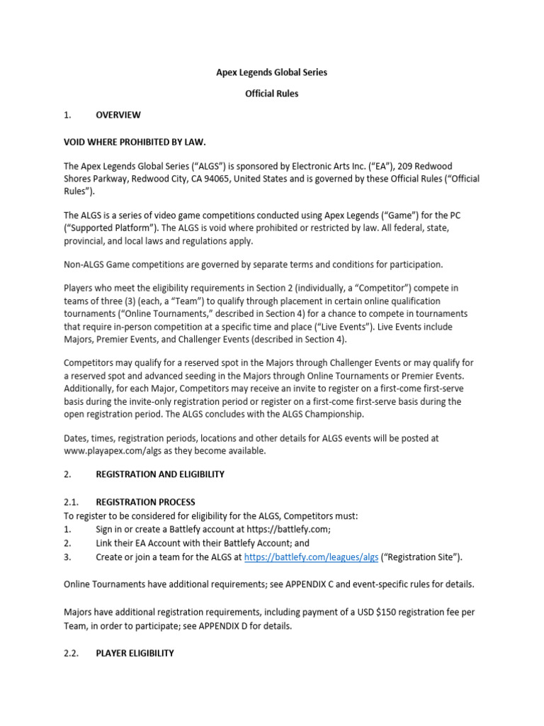 Algs Rules | PDF | Identity Document | Legal Liability