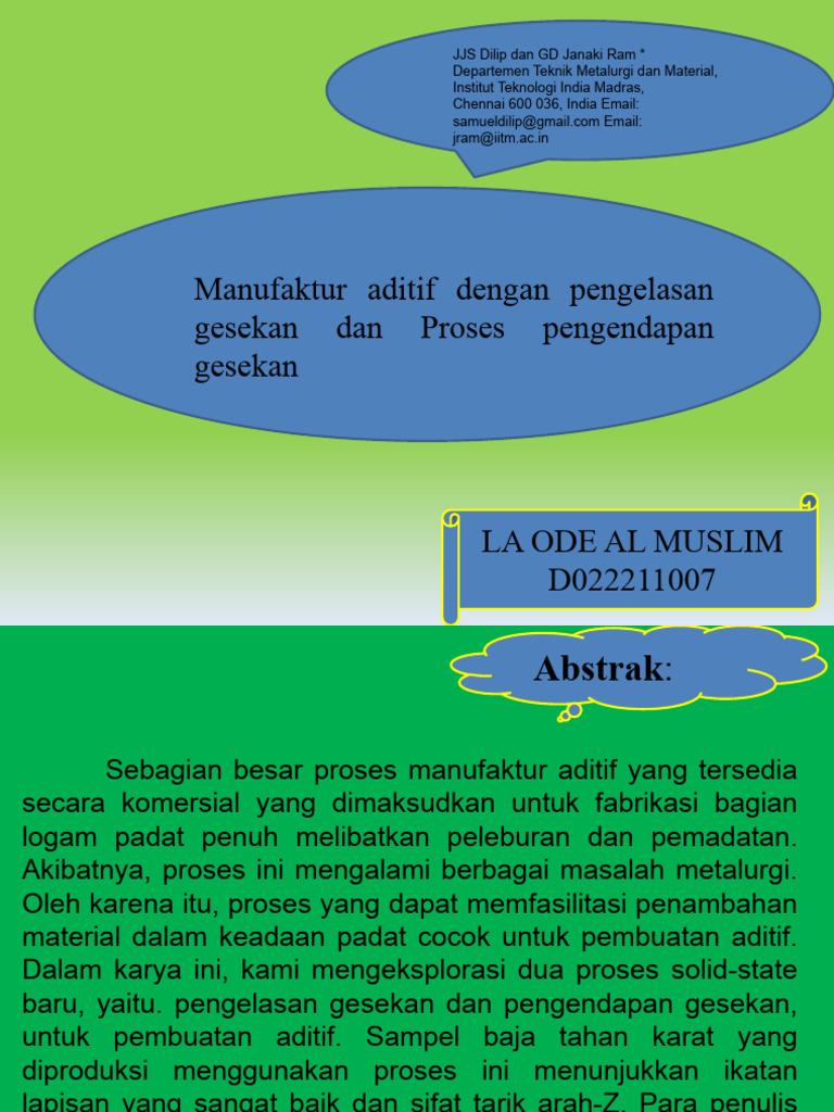 Laode Al Muslim -D022211007- Manufaktur Aditif Dengan Pengelasan Gesekan Dan Pengendapan Gesekan ...