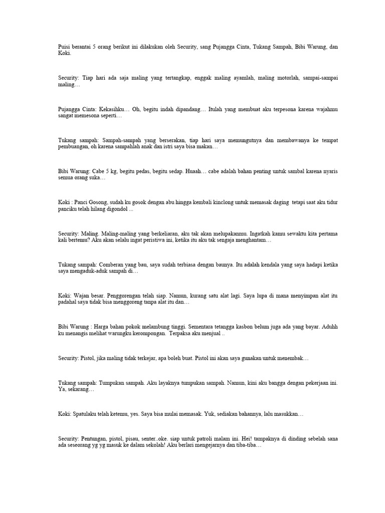 Puisi Berantai 5 orang | PDF