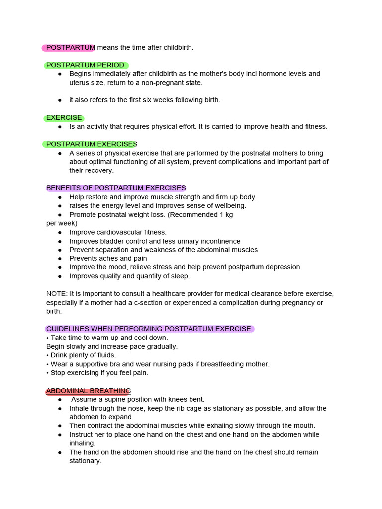 Good Notes | PDF | Postpartum Period | Urinary Incontinence