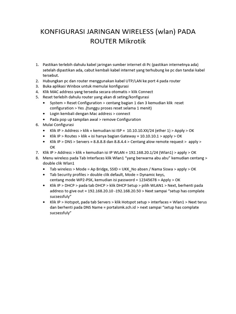 KONFIGURASI JARINGAN WIRELESS Pada Router | PDF