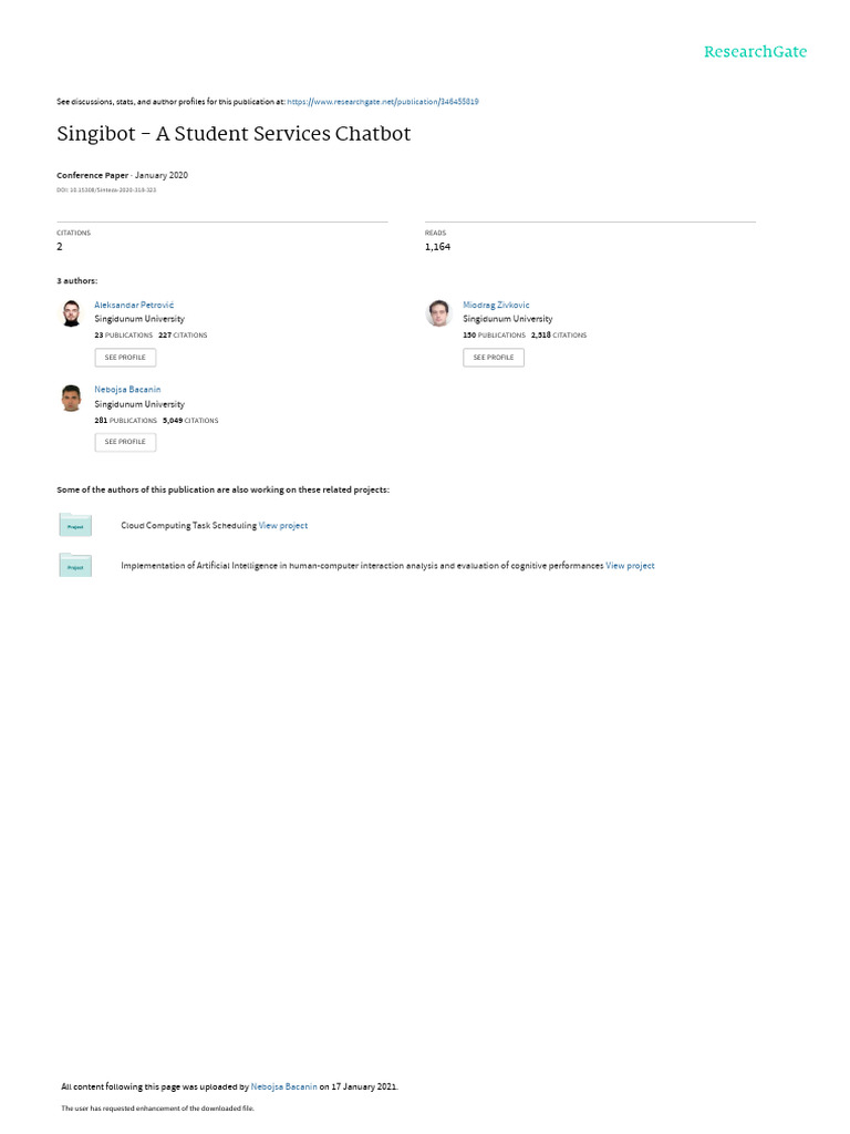 Singibot_-_A_Student_Services_Chatbot | PDF | Artificial Intelligence ...