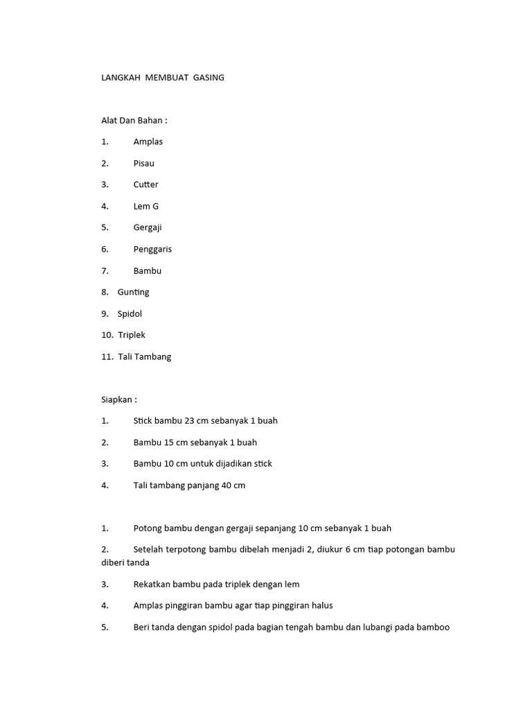 Cara Membuat Gasing dari Bambu | PDF