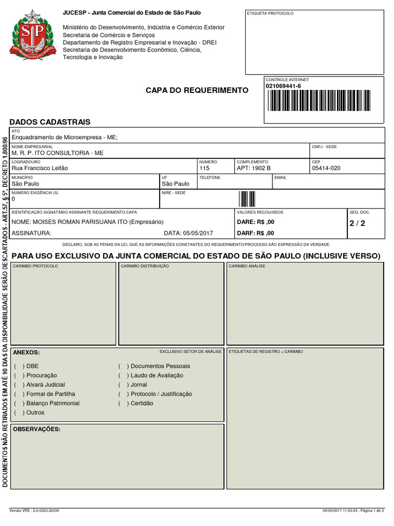 2.+capa Requerimento | PDF | Business | Economias