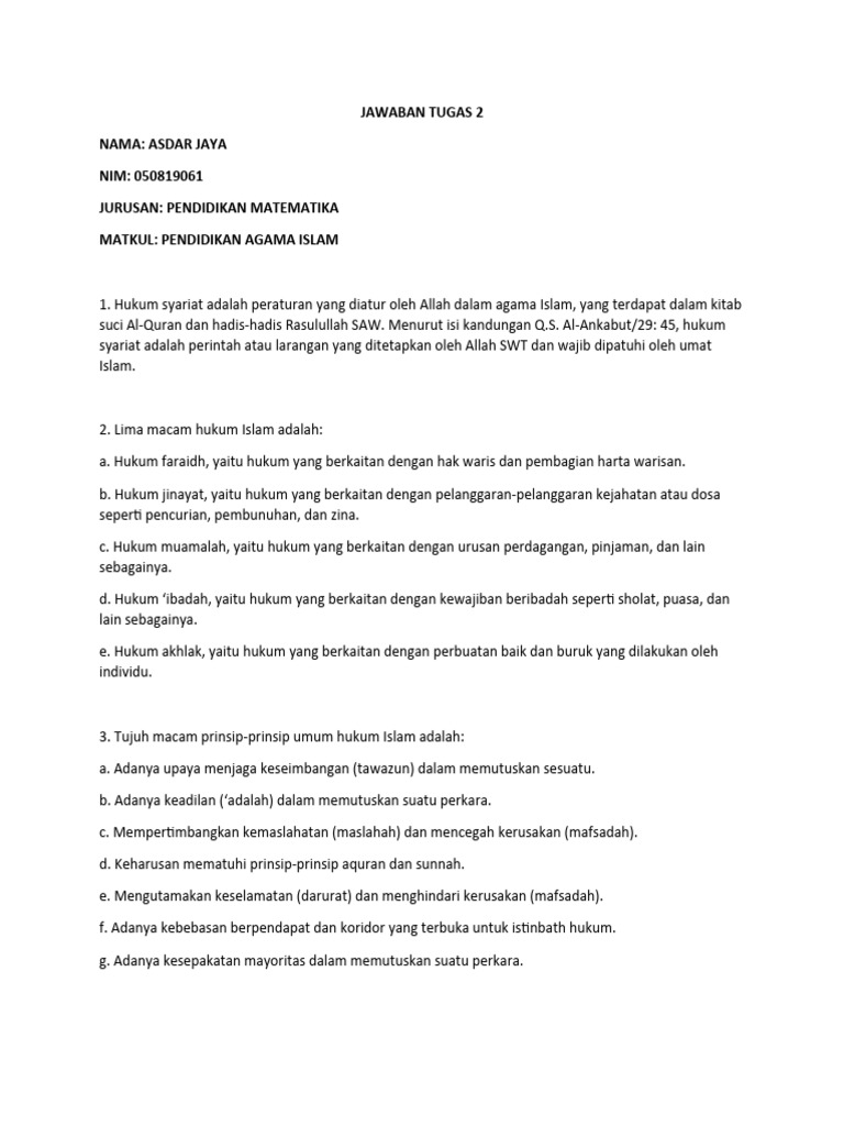 Jawaban Tugas 2 Pai | PDF | Agama & Spiritualitas