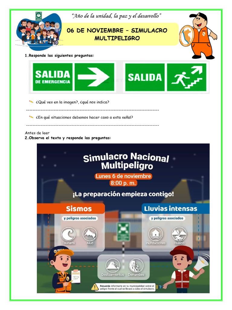 Participamos en Simulacros-Ficha | PDF Participamos en Simulacros-Ficha | PDF