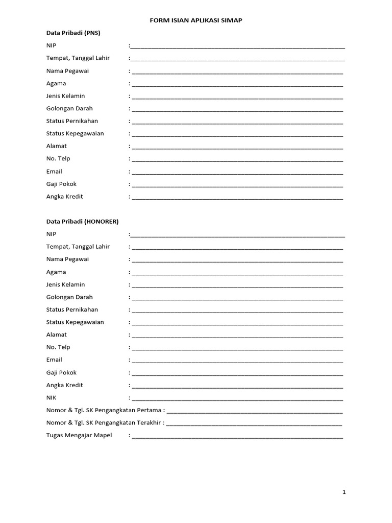 Form Isian Aplikasi Simap | PDF | Ilmu Sosial
