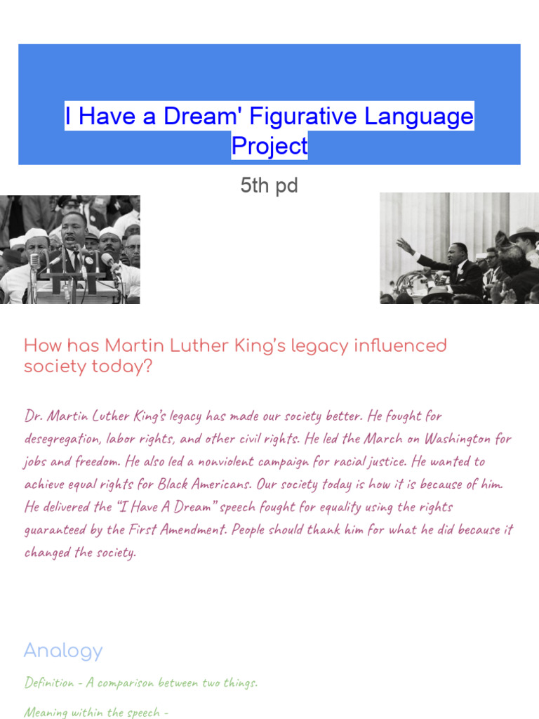 I Have A Dream' Figurative Language Project | PDF | Human Rights | The ...