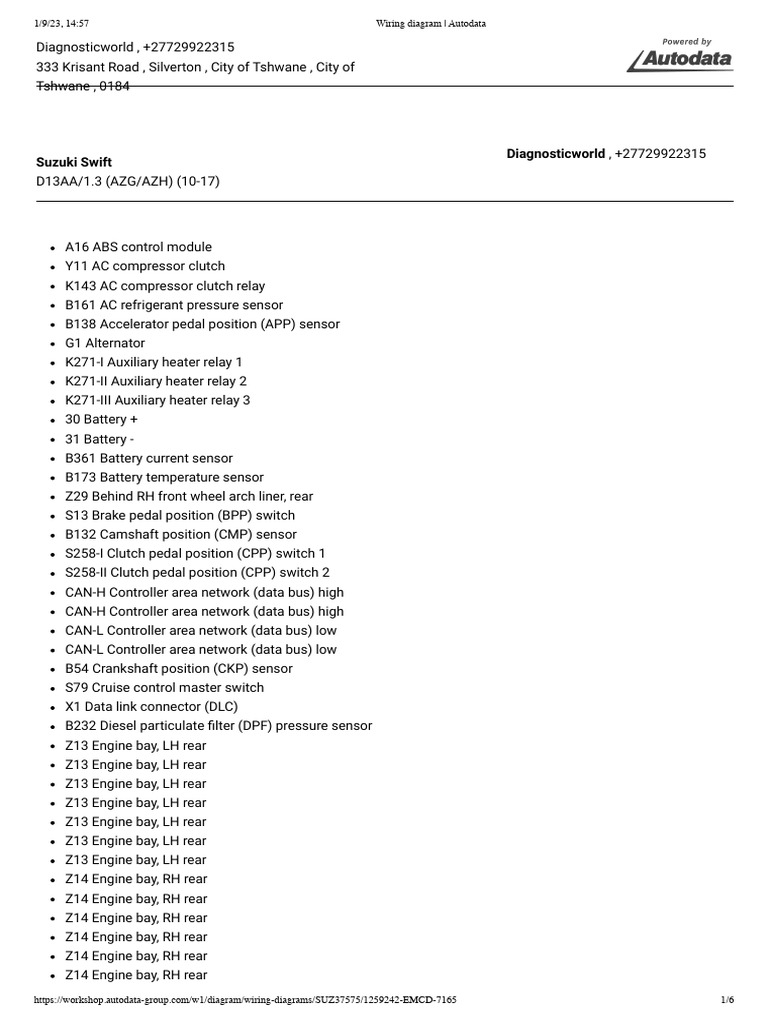 Wiring Diagram - Autodata | PDF | Components | Vehicles