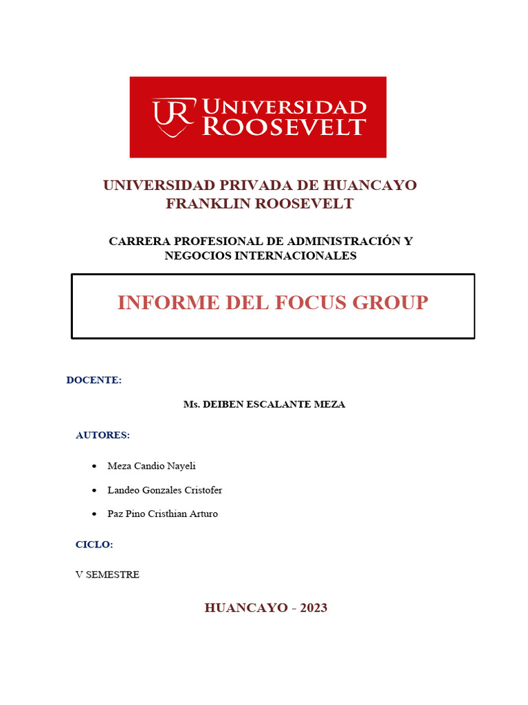 Informe Del Focus Group | PDF | Marketing | Grupo de enfoque