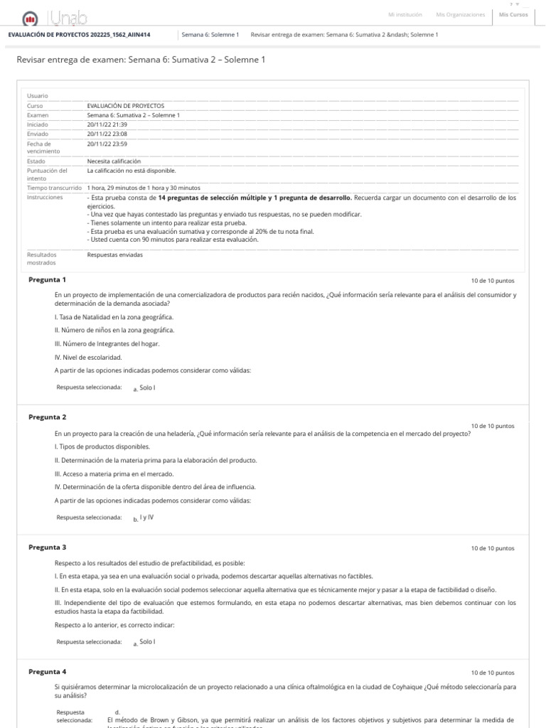 Revisar Entrega de Examen - Semana 6 - Sumativa 2 - .. | PDF | Evaluación | Incertidumbre