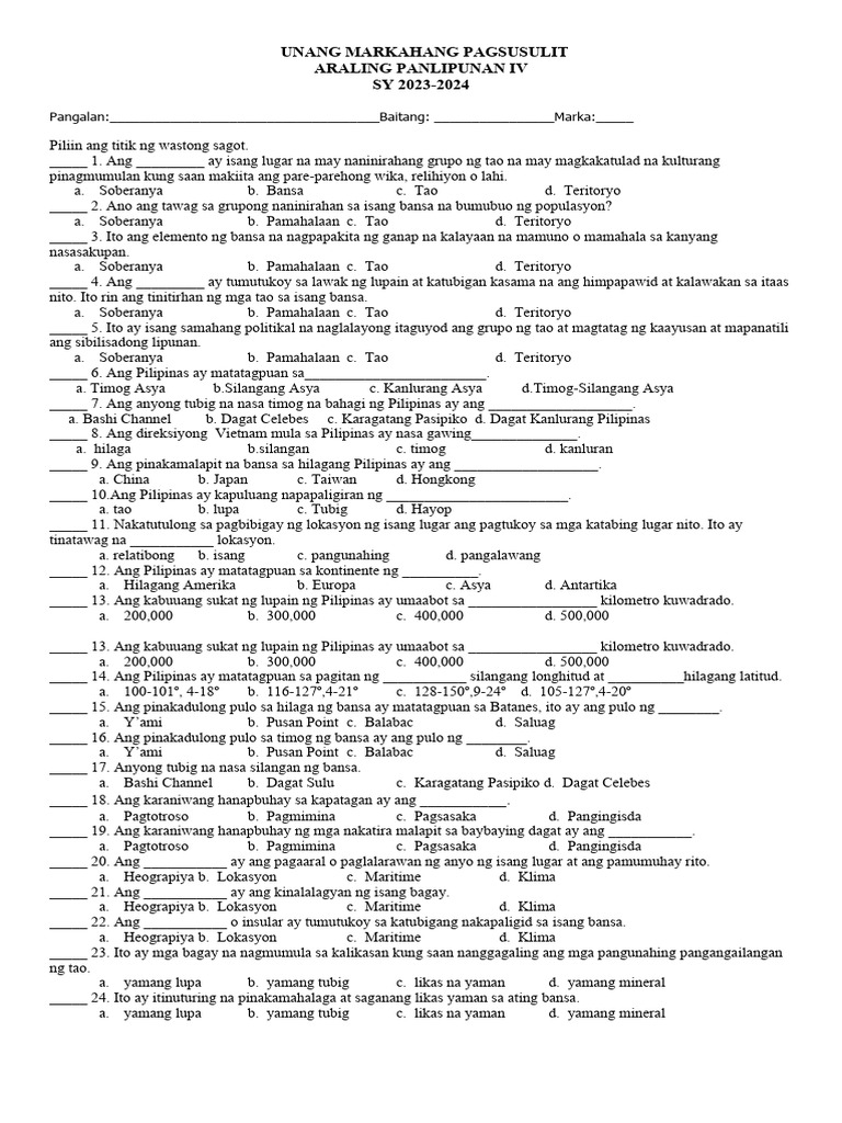 1st AP Grade 4 | PDF