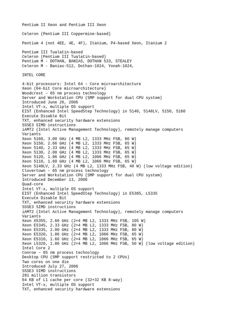 Intel Processor Generations Overview | PDF | Integrated Circuit | X86 ...
