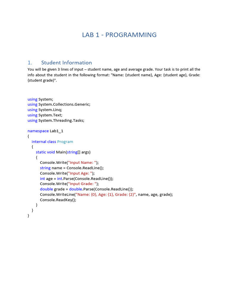 Lab1 BC00108 | PDF | Programming Paradigms | Software Development
