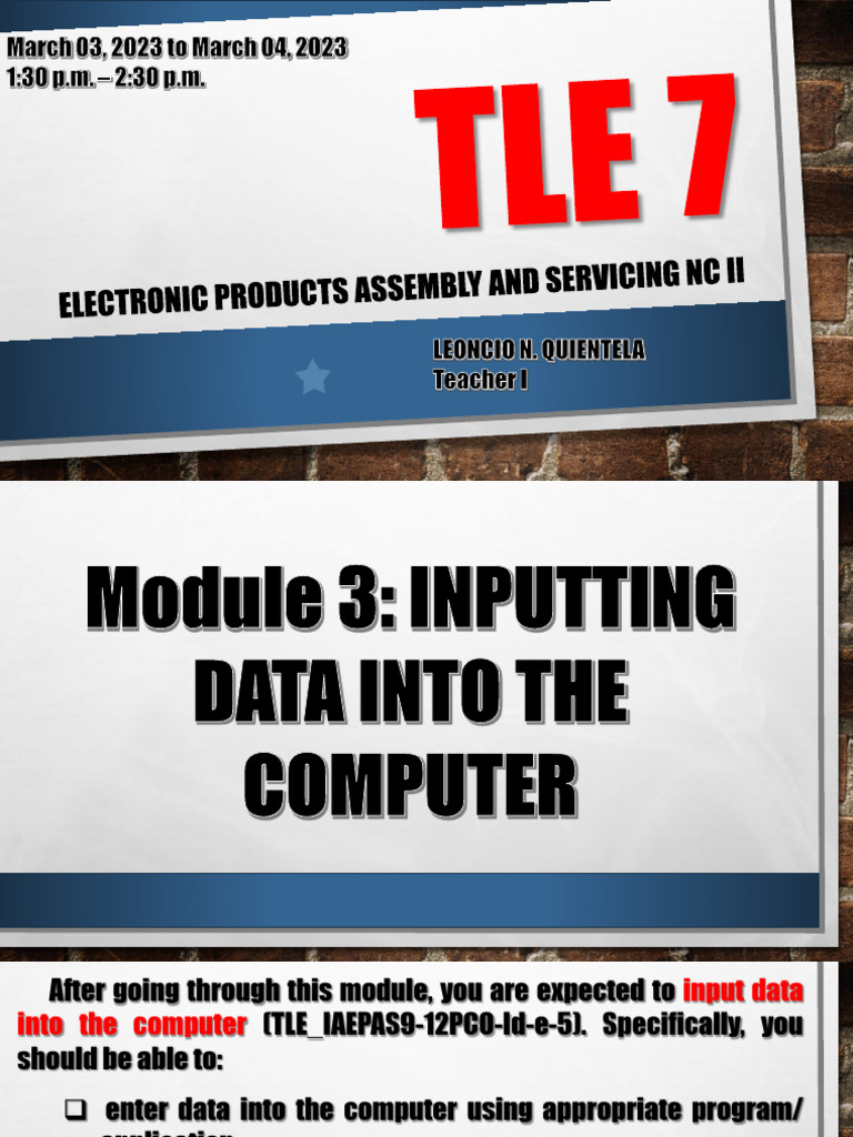 TLE 7 EPAS (Quarter0 Module3) - Inputting Data Into The Computer (Part ... TLE 7 EPAS (Quarter0 Module3) - Inputting Data Into The Computer (Part ...