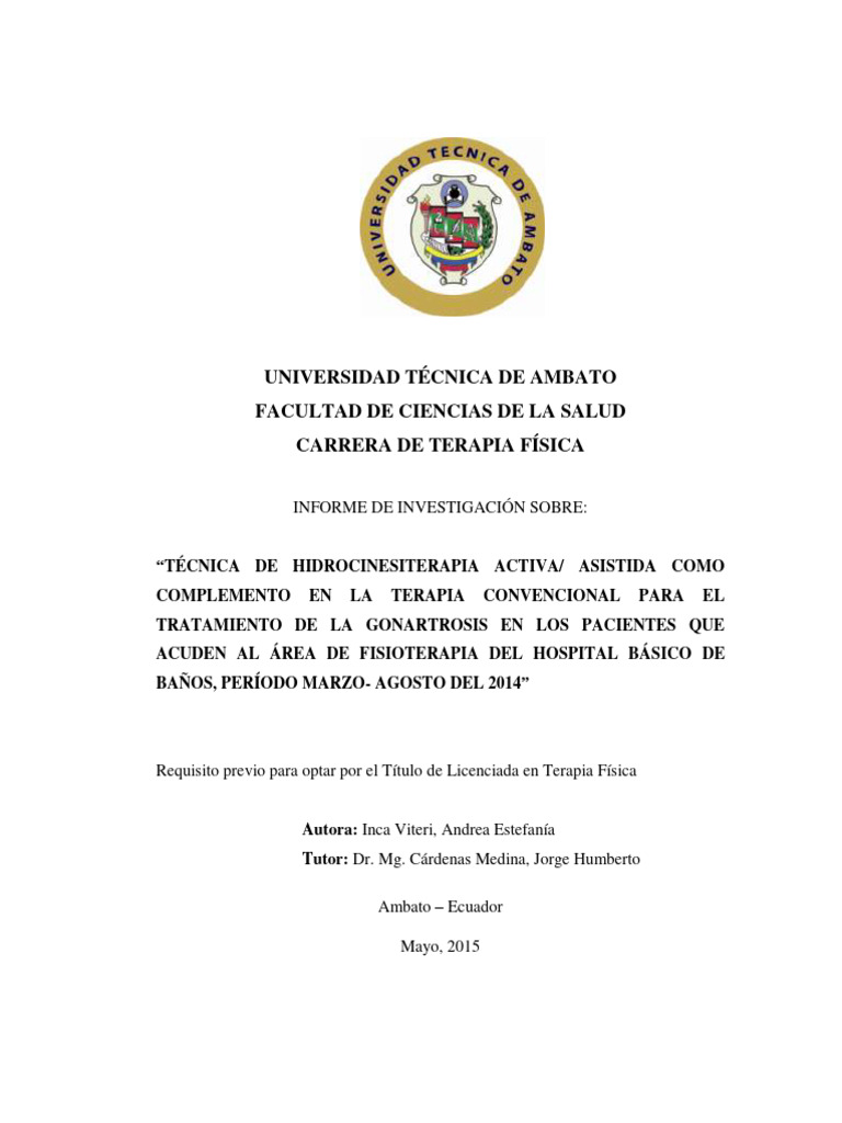 Inca Viteri Andrea Estefanía | PDF | Terapia física | Medicina CLINICA
