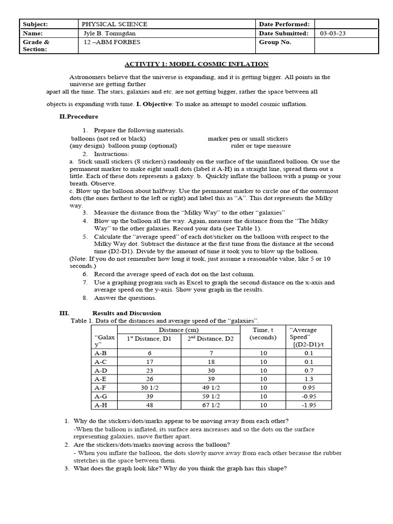 Modeling Cosmic Inflation with Balloons | PDF | Big Bang | Universe