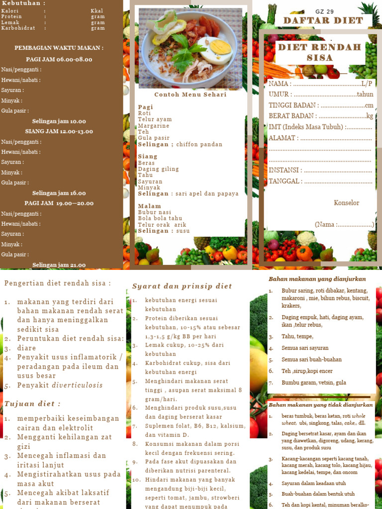 Menu Diet Rendah Sisa Sehari-hari | PDF