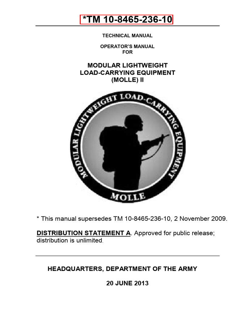 MOLLE II Operator's Manual 2013 | PDF | Military Science | Equipment