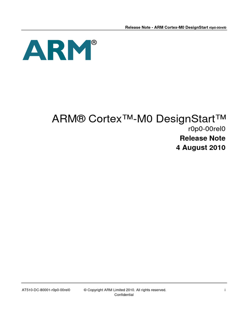 ARM Cortex-M0 DesignStart ReleaseNote | PDF | Central Processing Unit | Computer Science