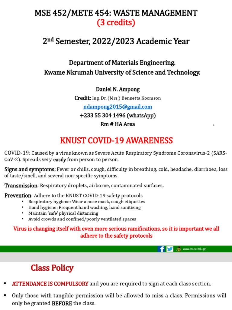 Waste Management Lecture Notes | PDF | Waste | Waste Management