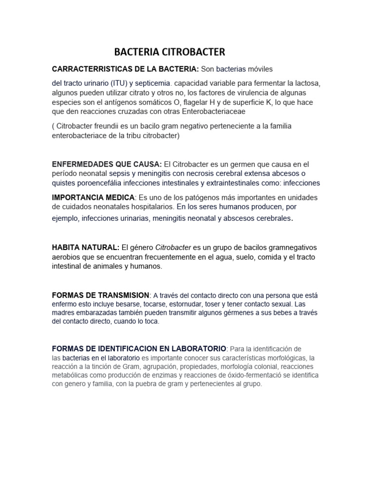 Bacteria Citrobacter | PDF