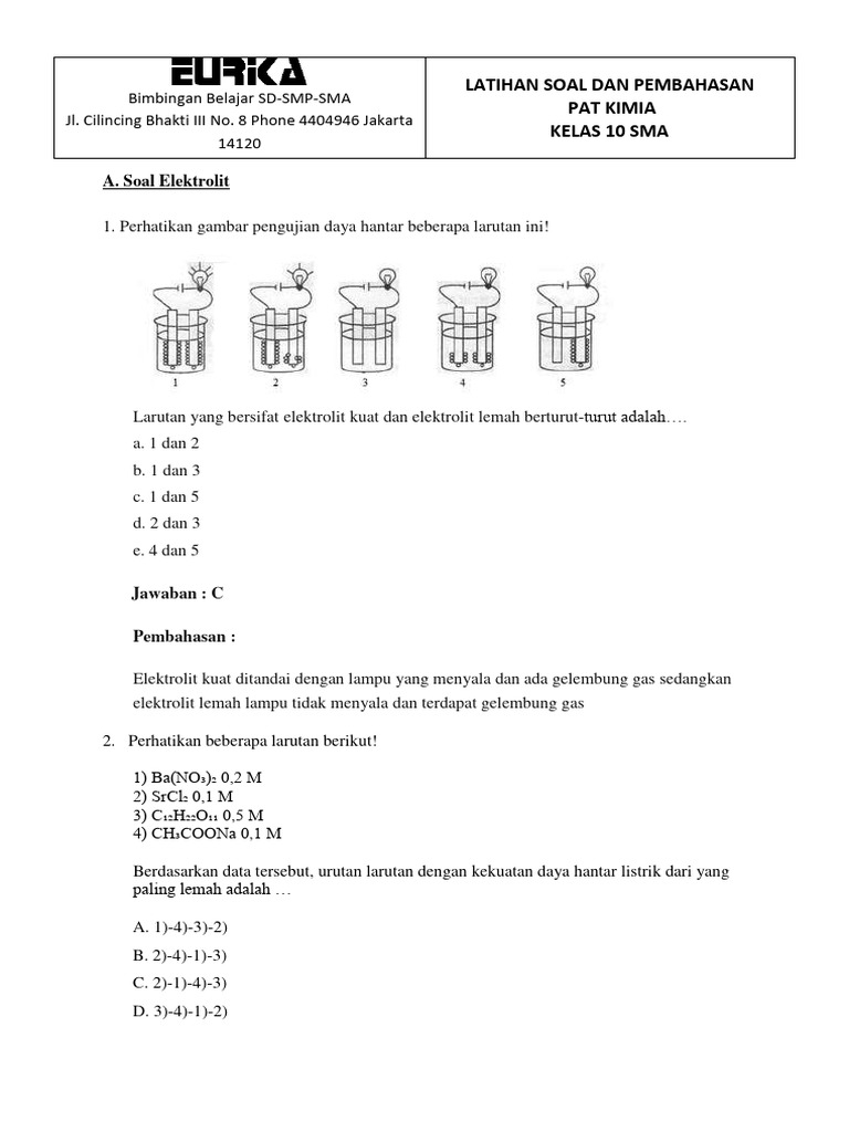 Soal Dan Pembahasan Pat Kimia Kelas 10 | PDF | Sains & Matematika