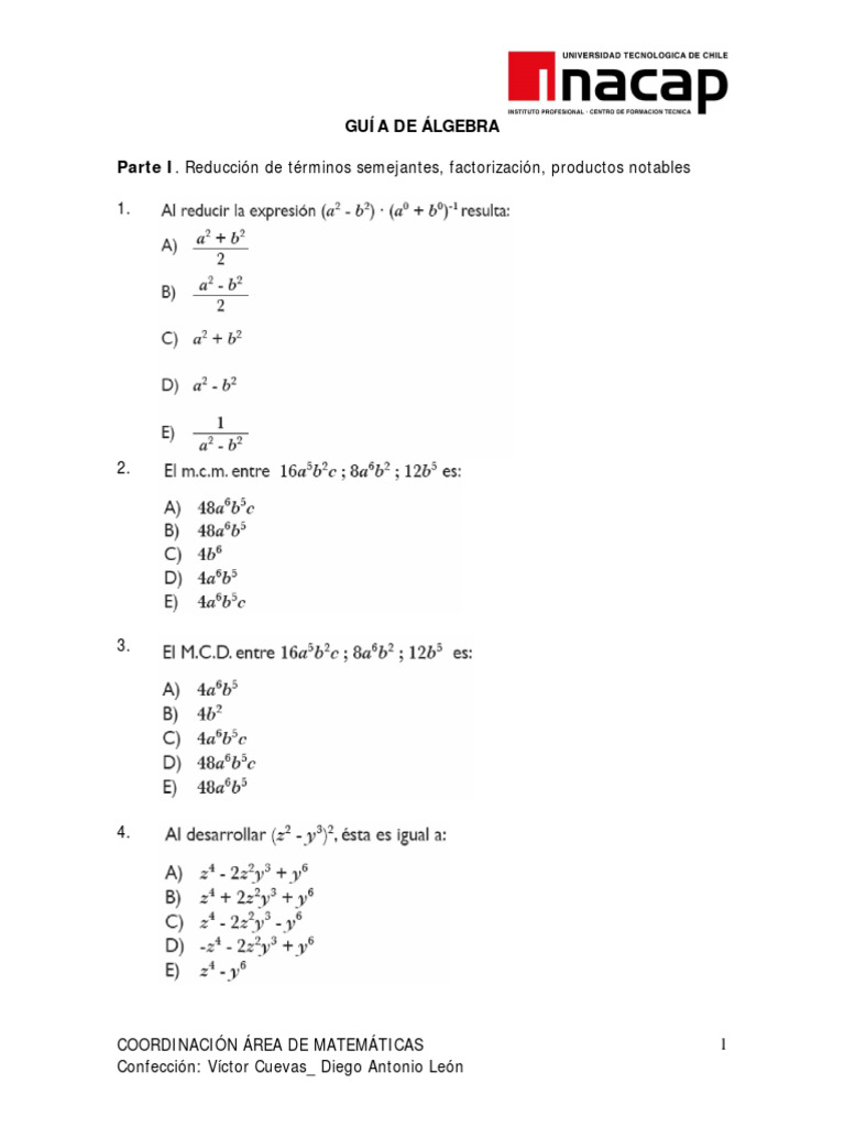 Guia Estándar de Álgebra | PDF | Conceptos matemáticos | Objetos ...