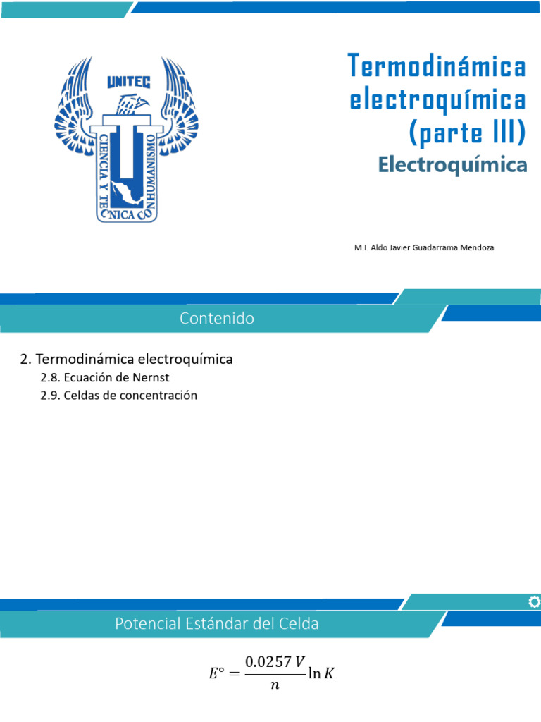 Termodinámica Electroquímica (Parte III) | PDF | Energía libre de Gibbs | Equilibrio químico