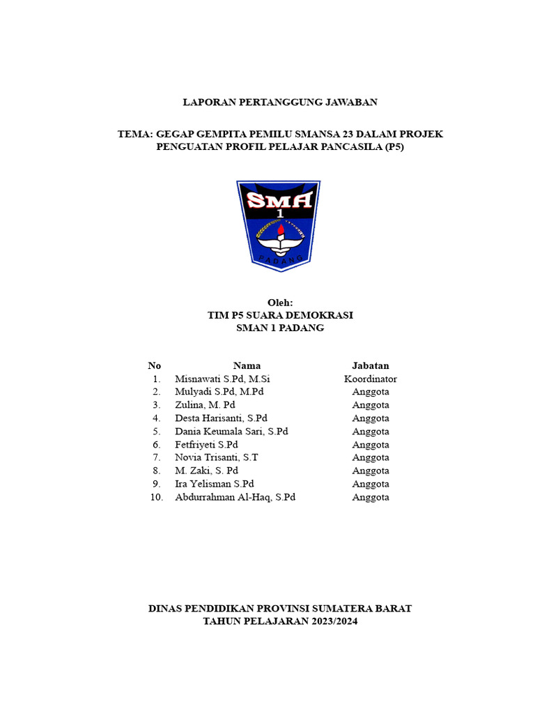 Laporan P5 Suara Demokrasi Fase F | PDF | Karier & Perkembangan