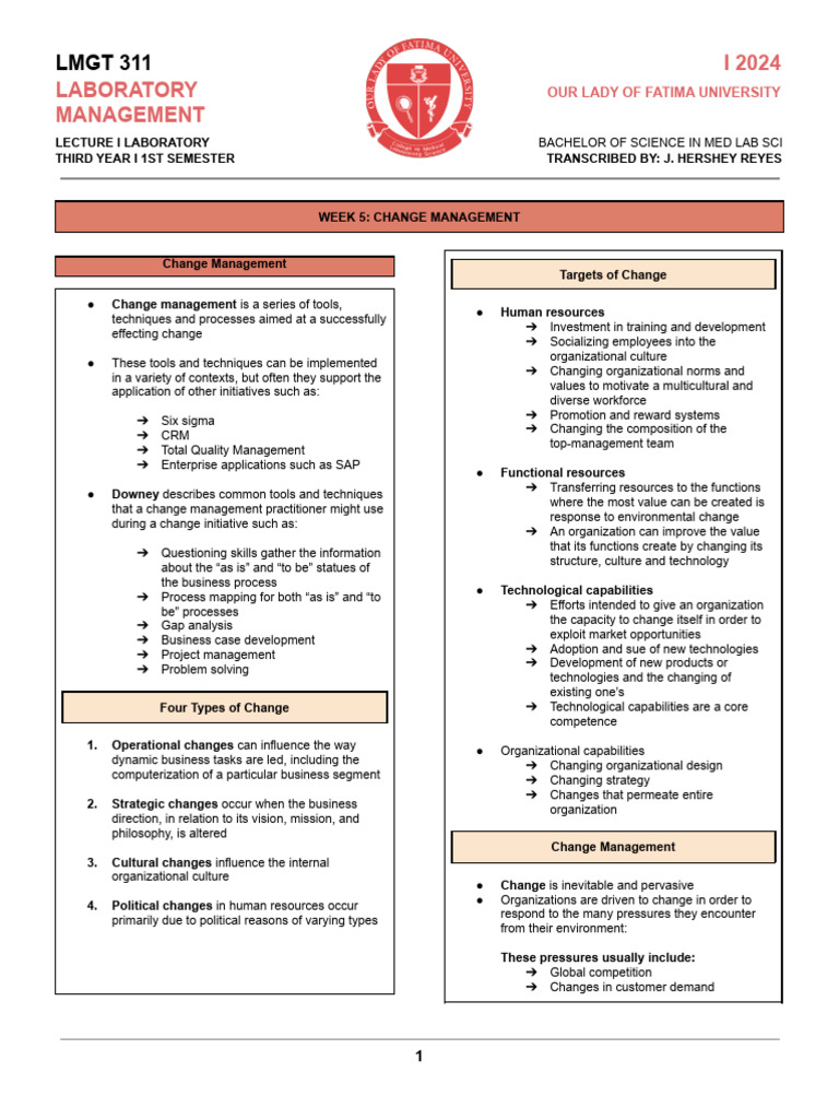 Lesson 4 Change Management | PDF | Change Management | Behavioural Sciences