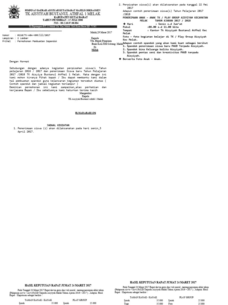 Surat Permohonan BKD Untk Perpisahan | PDF