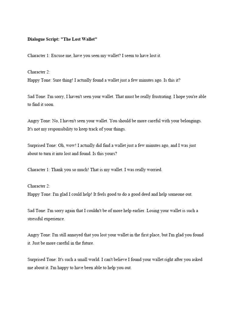 Dialogue Script | PDF