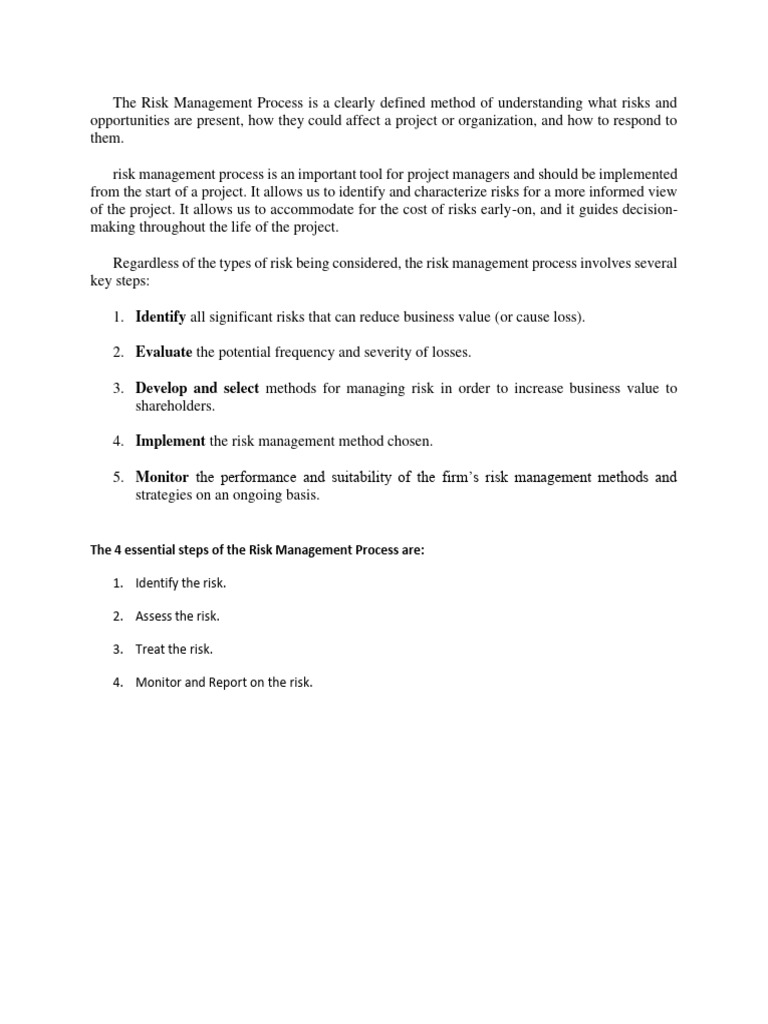 Risk Management Process | PDF | Risk | Risk Management