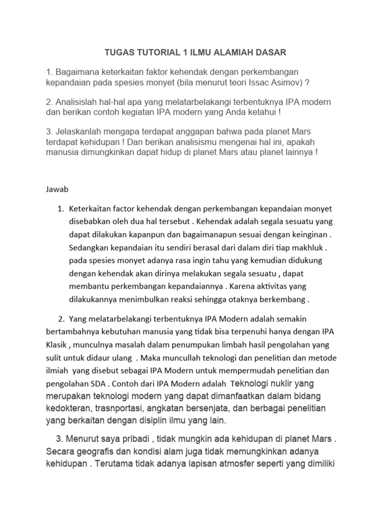 Tugas Tutorial 1 Ilmu Alamiah Dasar | PDF