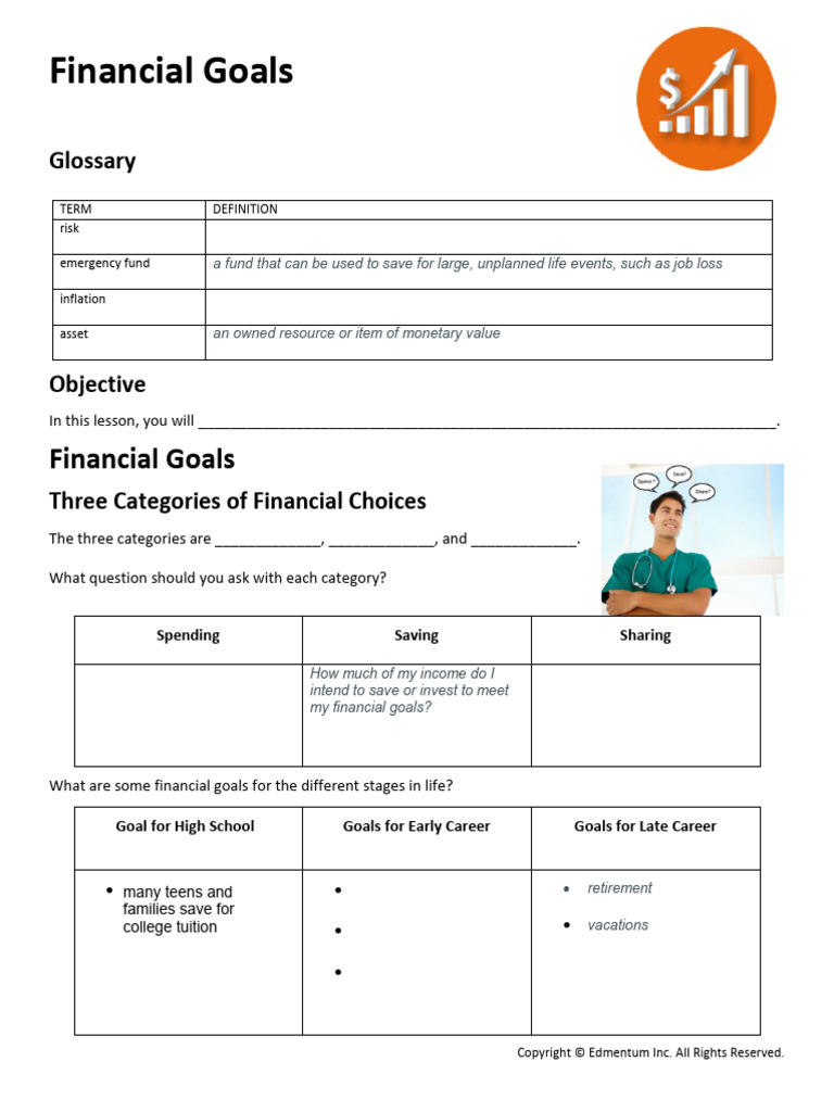 Guided Notes - Financial Goals | PDF | Goal | Debt
