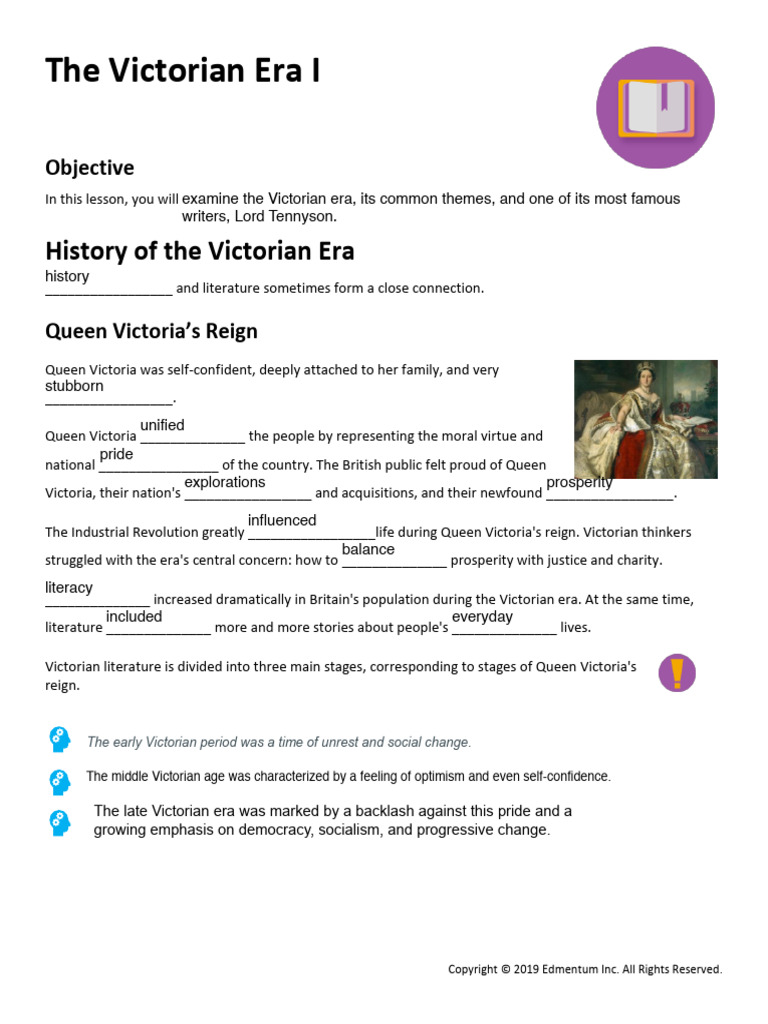 Guided Notes - The Victorian Era I | PDF | General Fiction