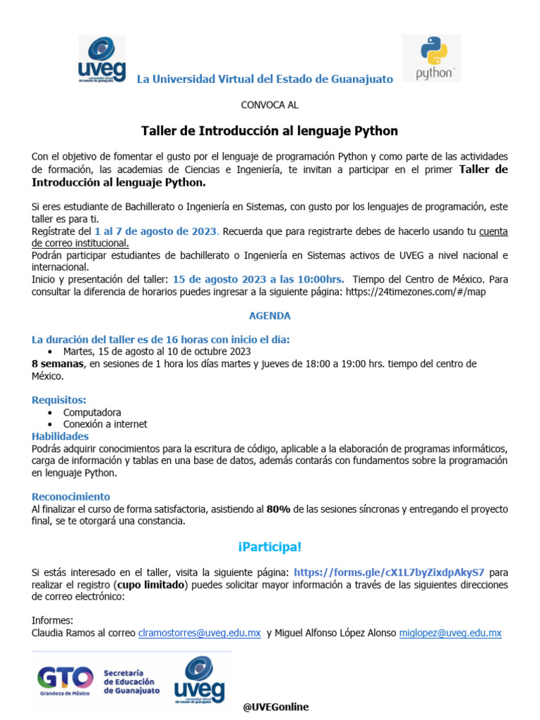 Convocatoria - Taller Python 23 - A | PDF