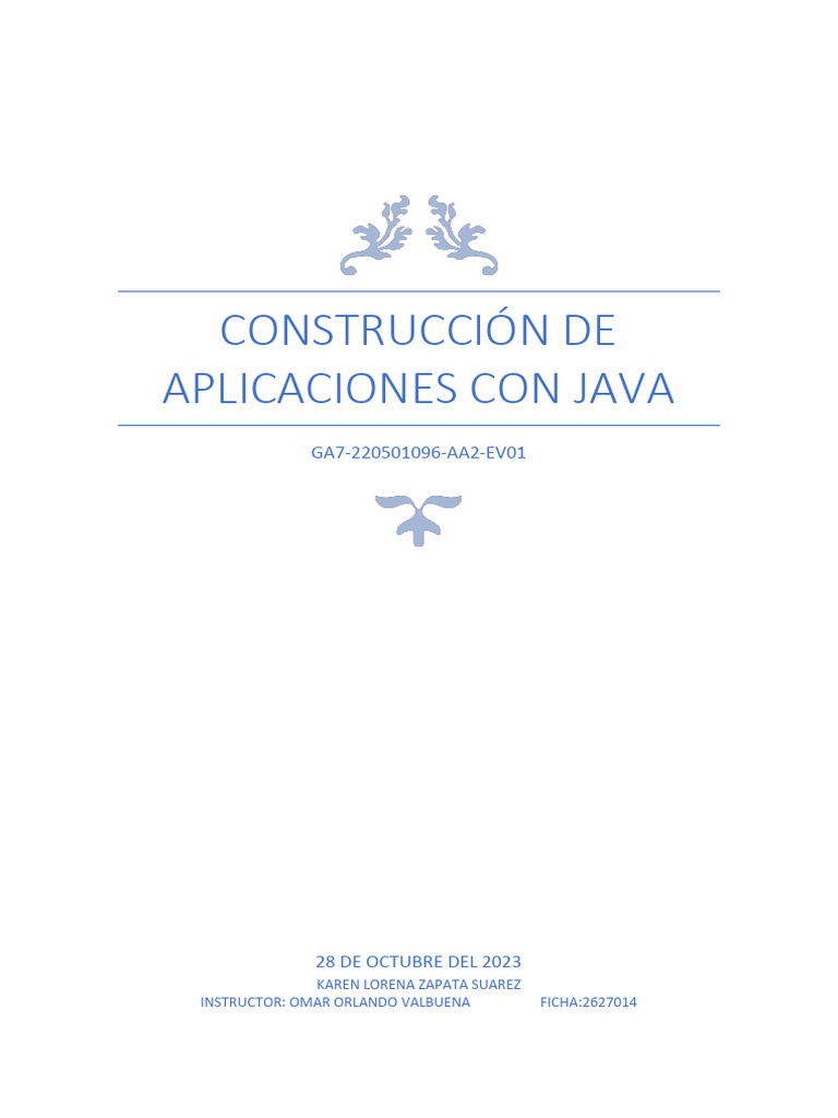 Construcción de Aplicaciones Con Java GA7-220501096-AA2-EV01 | PDF ...
