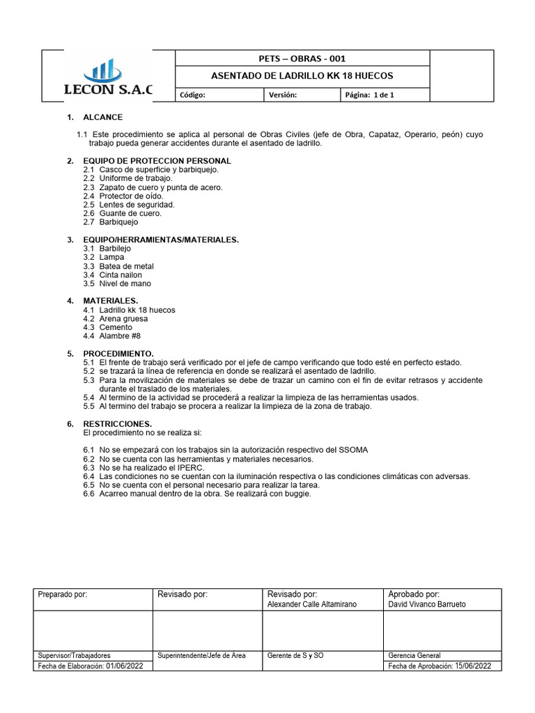 Asentado de Ladrillo KK 18 Huecos | PDF | Construyendo tecnología ...