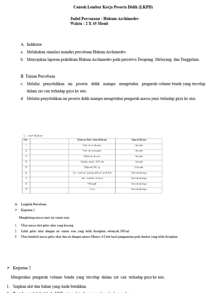 Contoh LKPD | PDF