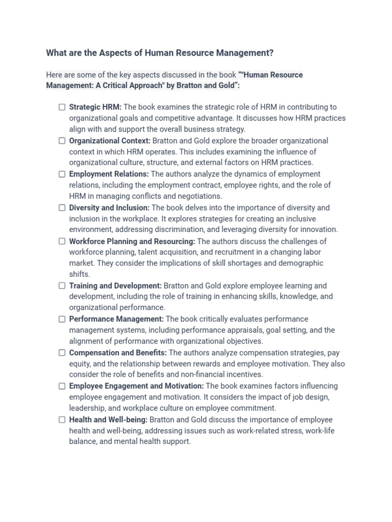 Aspects of Human Resource Management | PDF | Human Resource Management ...