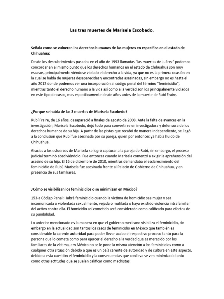 Las Tres Muertes de Marisela Escobedo | PDF | Justicia | Crimen y violencia