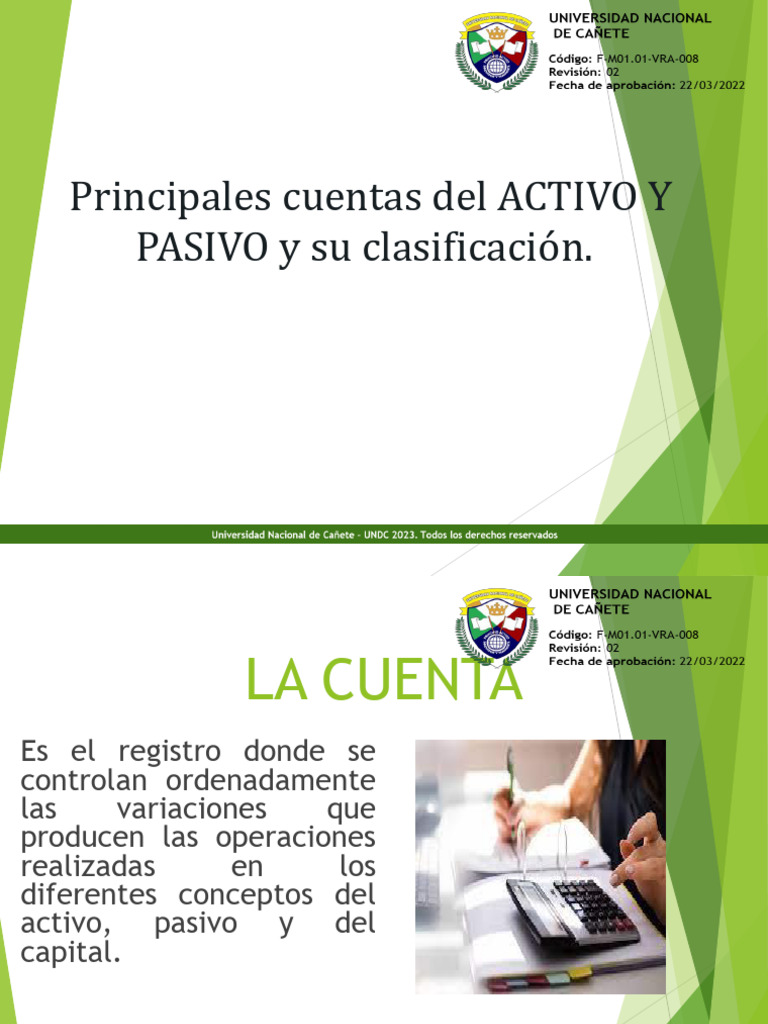 Principales Cuentas Del ACTIVO Y PASIVO y Su Clasificación | PDF ...